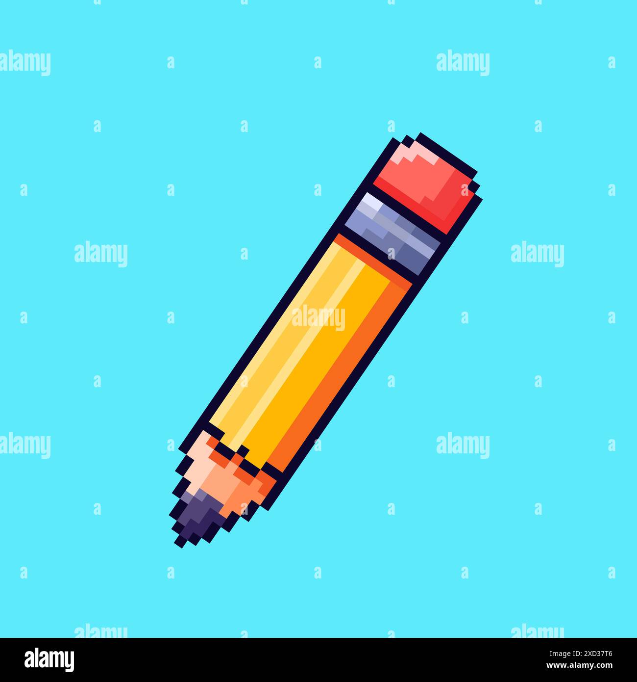 Vector Illustration of pencil school item with Pixel Art Design ... Vector Illustration of pencil school item with Pixel Art Design ...