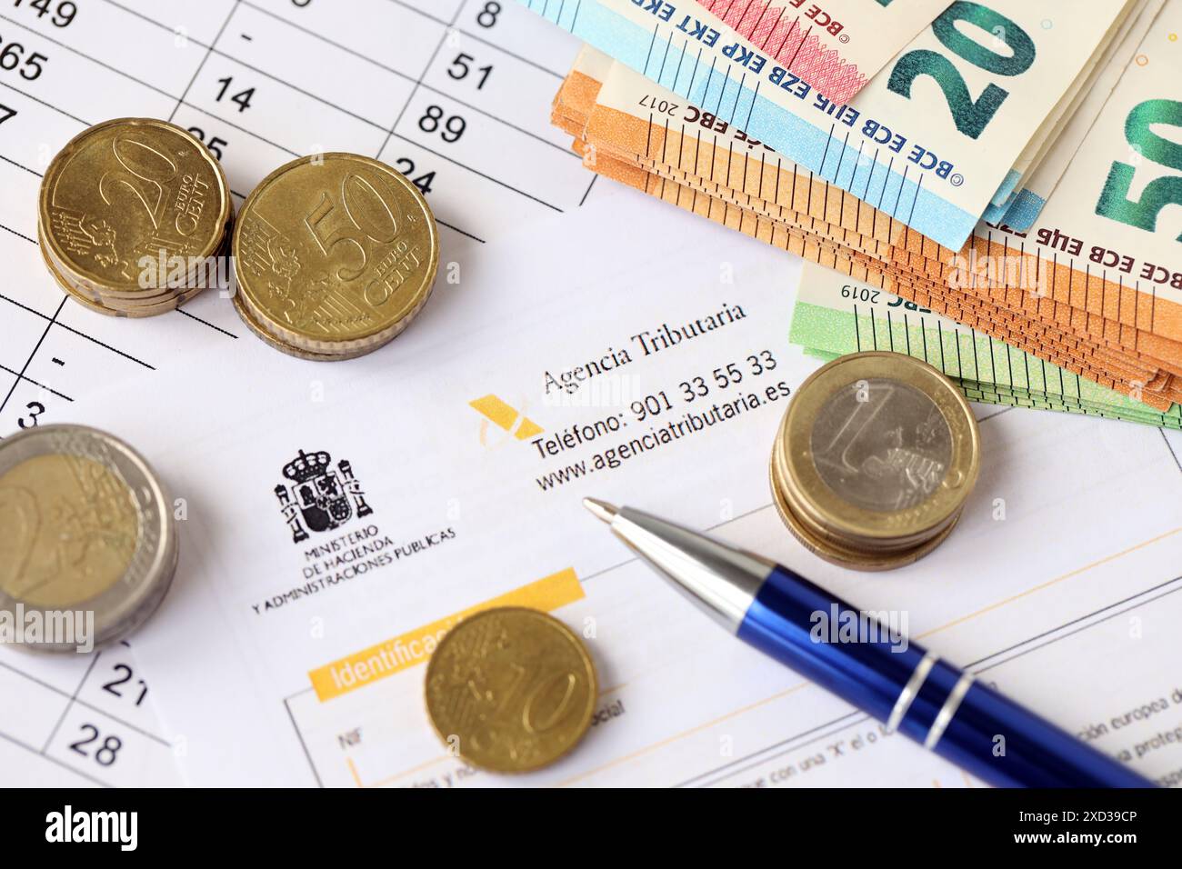 KYIV, UKRAINE - APRIL 20, 2024 Agencia Tributaria logo from blank tax ...