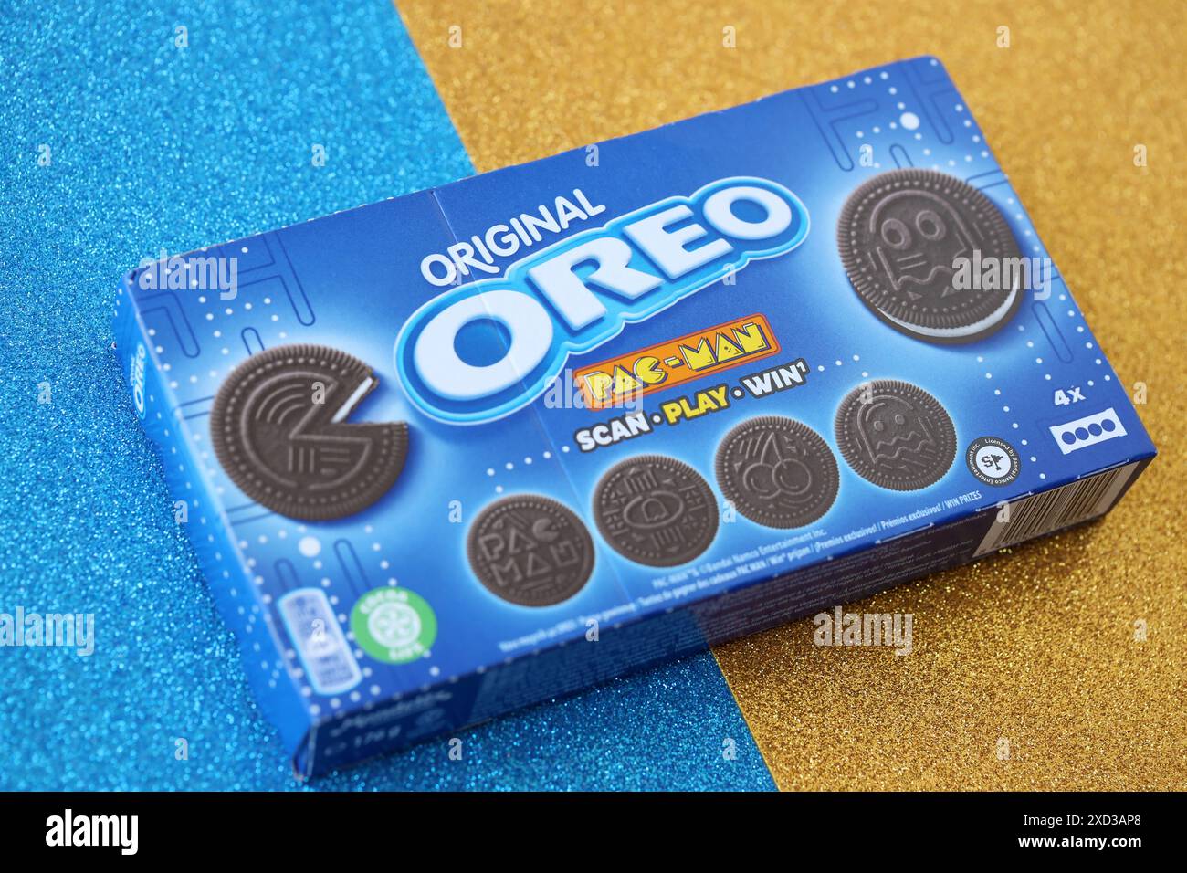 KYIV, UKRAINE - APRIL 20, 2024 Oreo pac-man crispy cookies packs. The ...