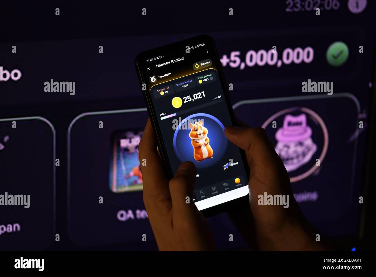 KYIV, UKRAINE - APRIL 20, 2024 Hamster Kombat telegram bot on ...