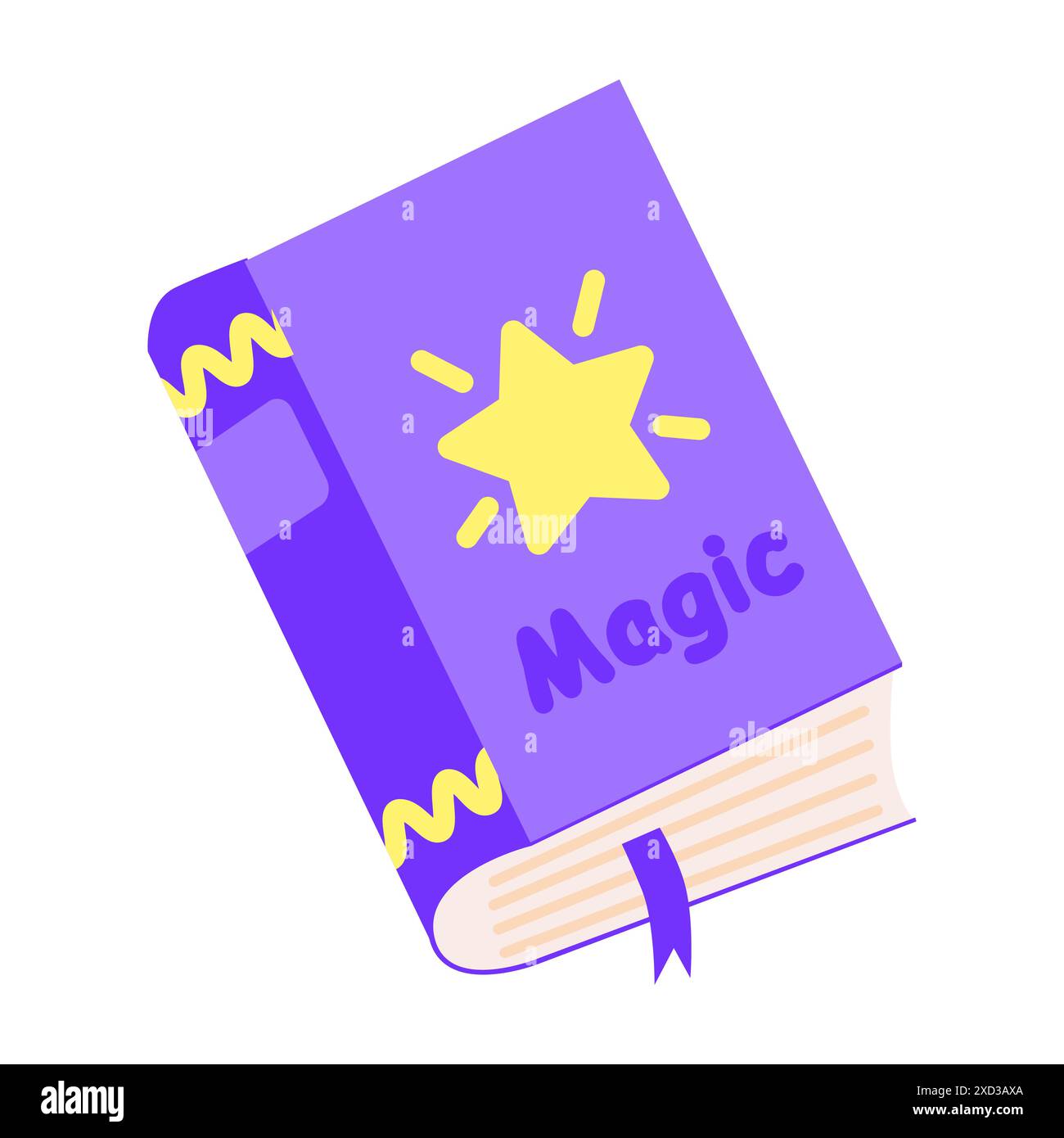Big magic book with spells, childrens magic element in cartoon style ...