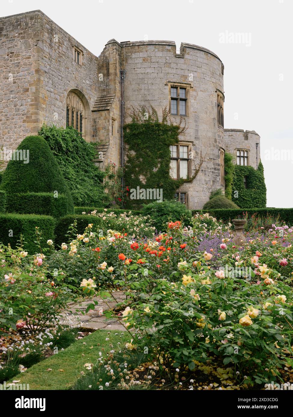 The rose garden at Chirk Castle and gardens in Wrexham, Wales UK Stock ...