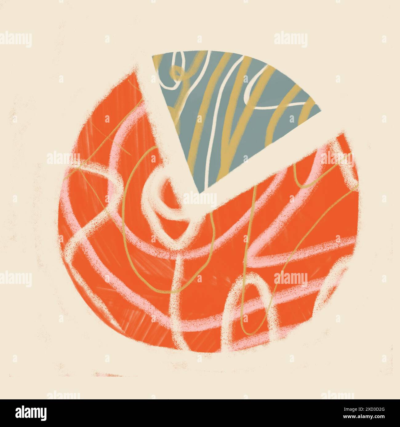 Vibrant pie chart illustration featuring an abstract pattern with ...