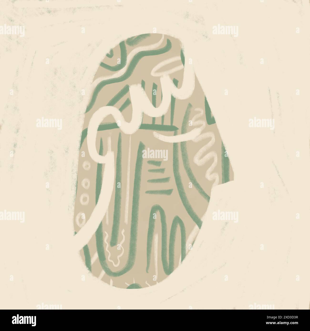 A whimsical abstract doodle art with squiggles and shapes in calming ...