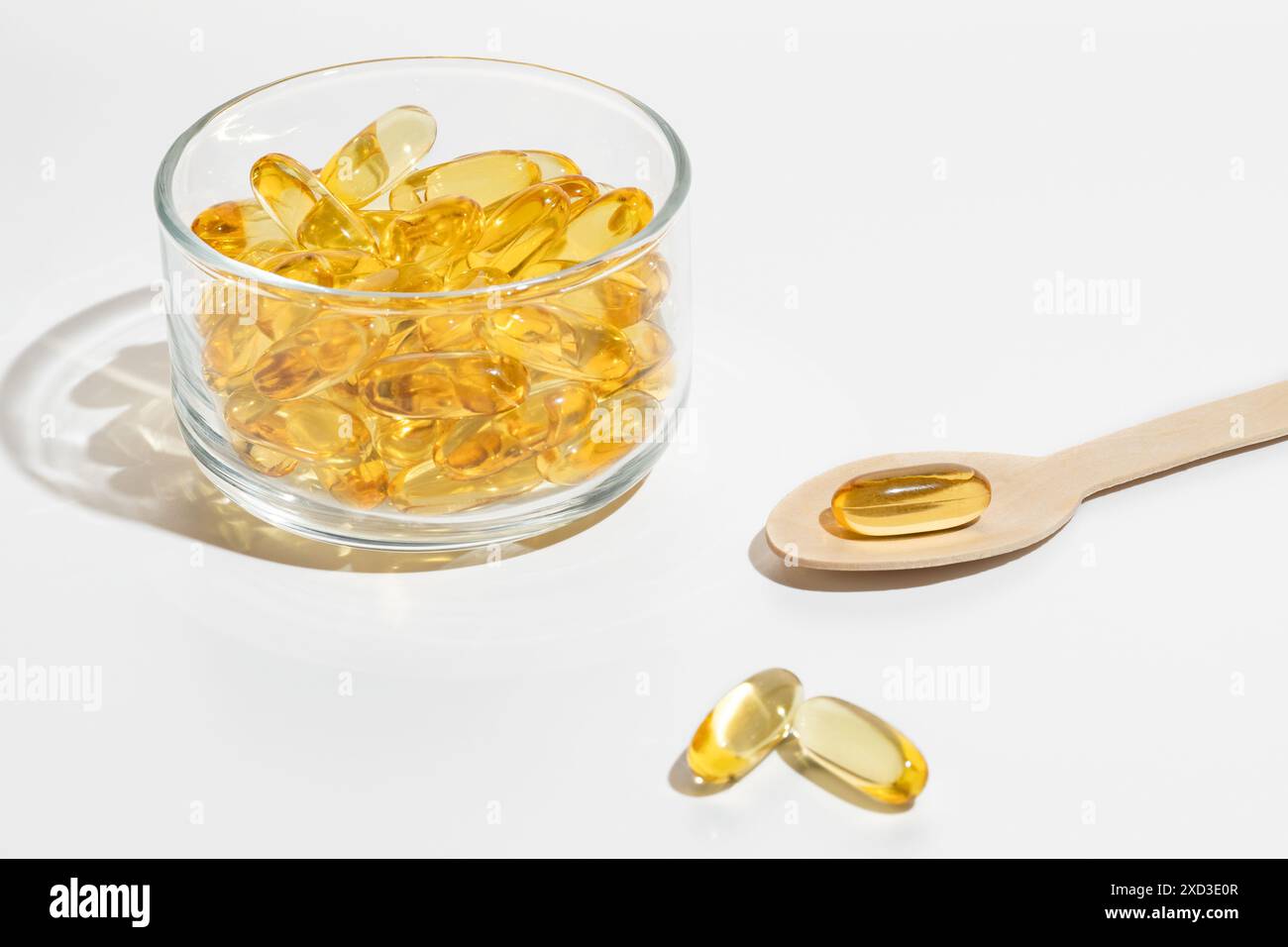 A high-quality image featuring Omega 3 capsules displayed in a ...