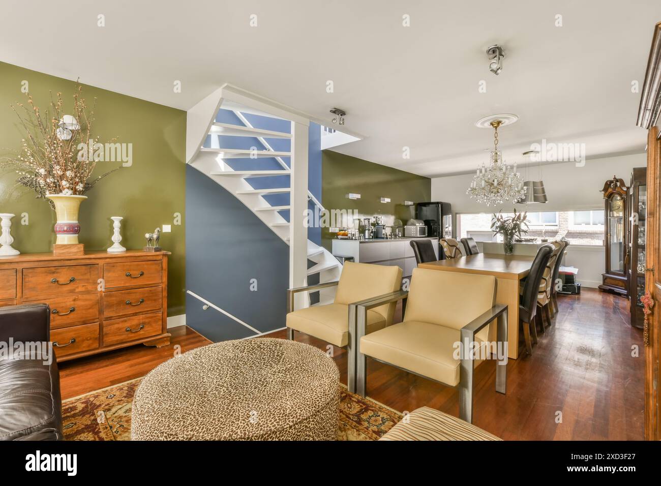 Modern and elegant interior view of a house in Tweede Laurierdwarsstraat, Amsterdam, showing a ...