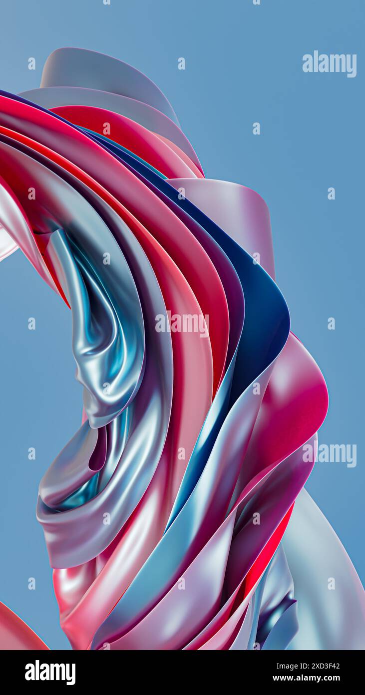 This image features a sophisticated 3D visualization of textile waves ...