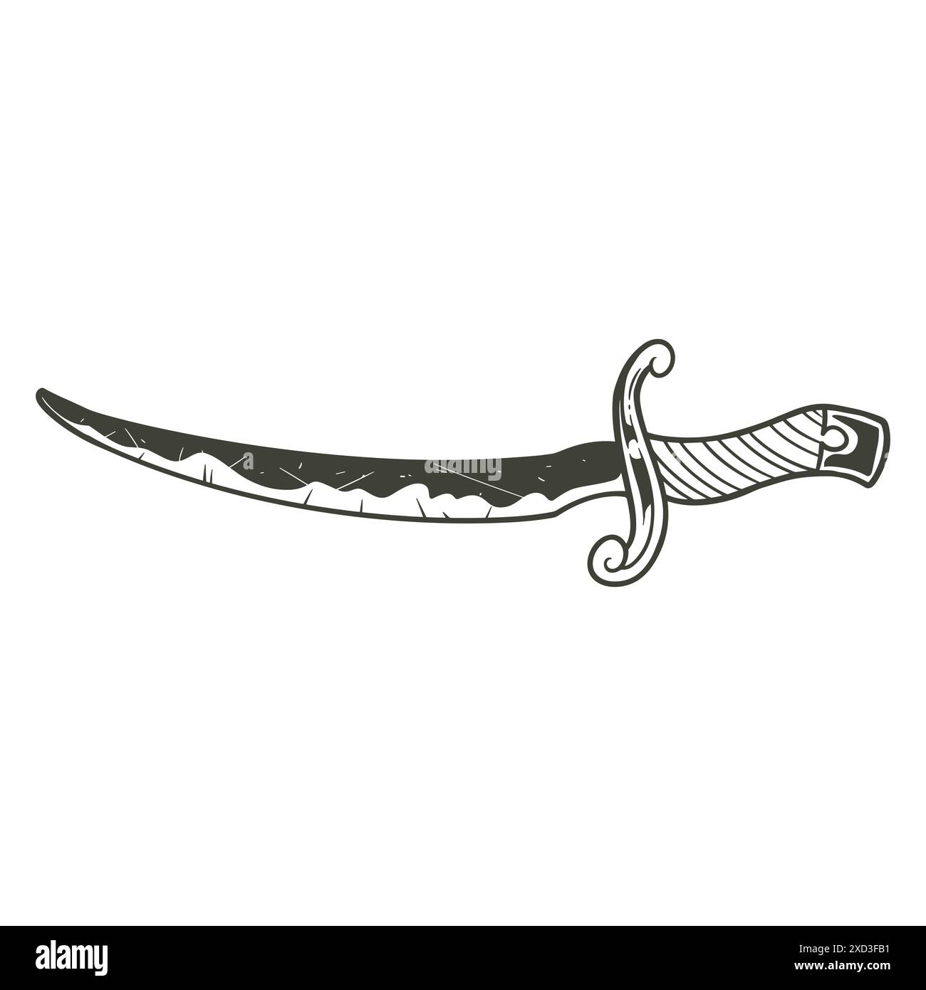 sword hand drawn doodle vintage drawing in black white style. Pirates ...