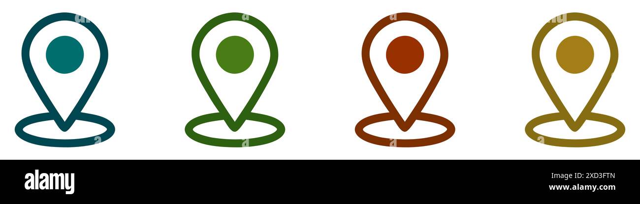 GPS icon. Set of colored map pin icons. Vector icon of a location pin ...