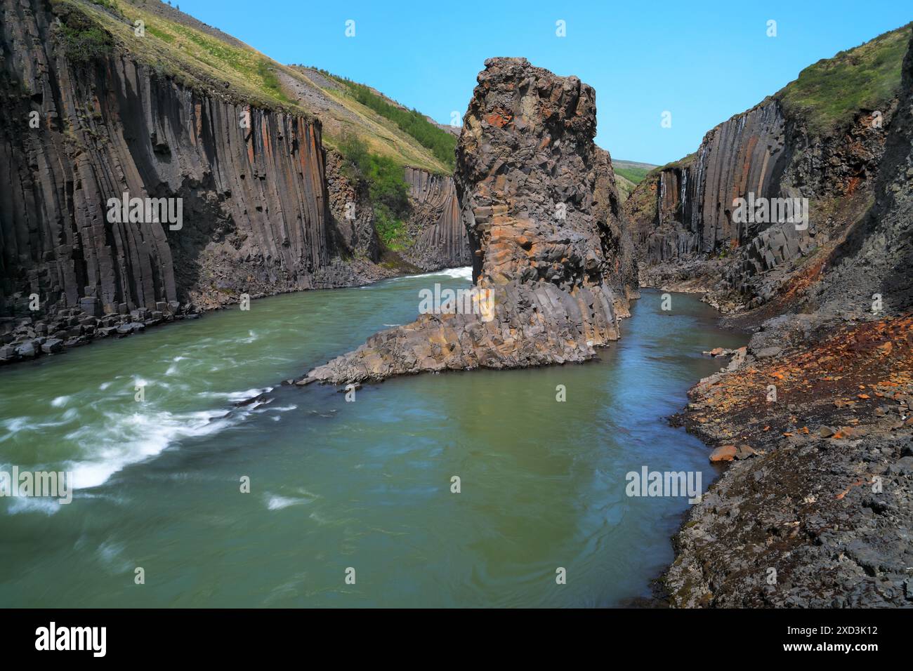 geography / travel, Iceland, Studlagil canyon, basalt column canyon of ...