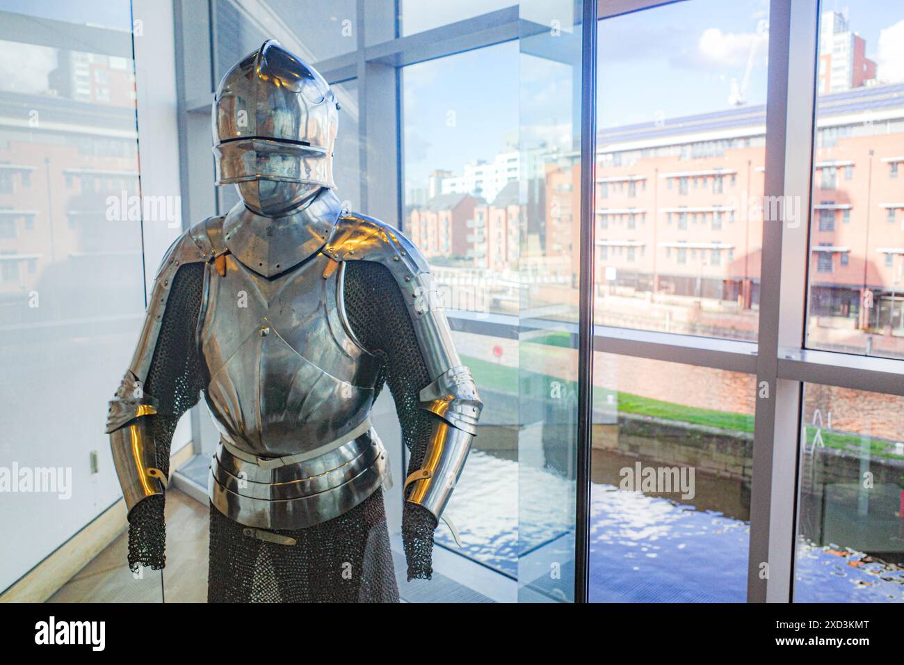 Leeds, UK - 24 Feb, 2024: Medieval weaponry and battle armour on ...