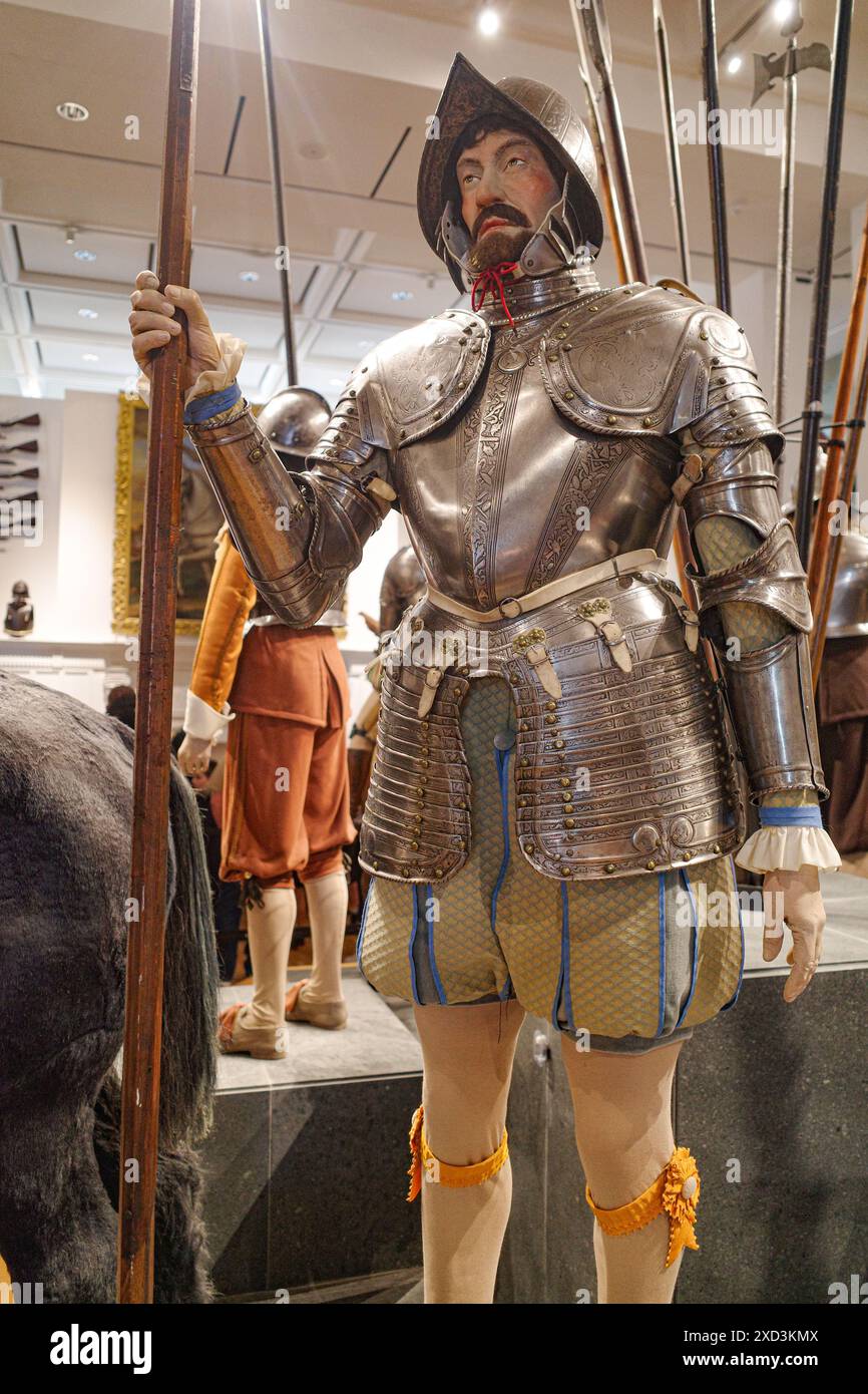 Leeds, UK - 24 Feb, 2024: Medieval weaponry and battle armour on ...