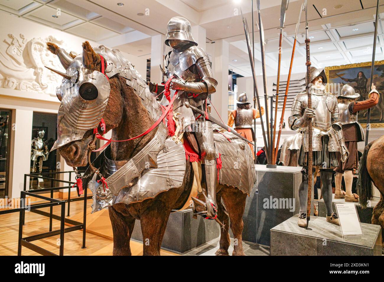 Leeds, UK - 24 Feb, 2024: Medieval weaponry and battle armour on ...