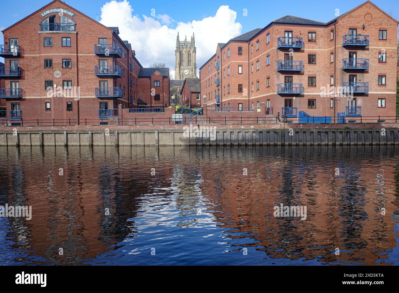 Leeds, UK - 24 Feb, 2024: The River Aire and Leeds Waterfront Stock ...