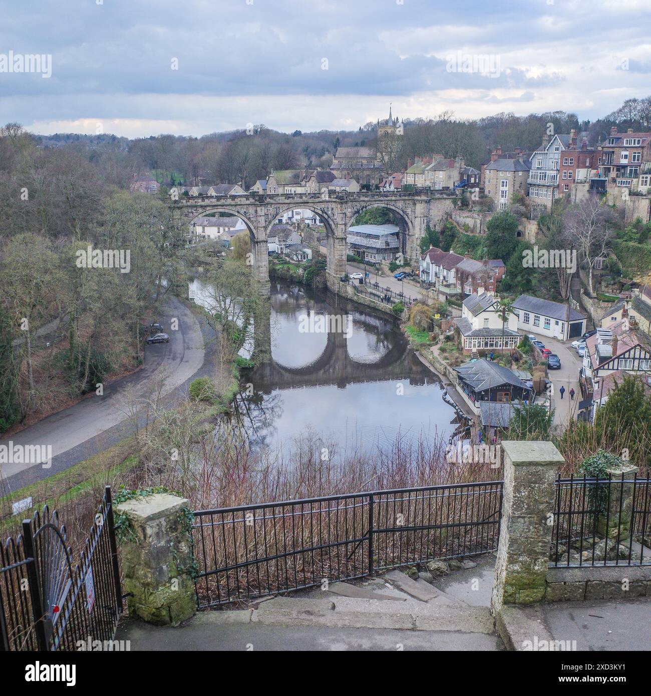Knaresborough, UK - 25 Feb, 2024: View of the River Nidd and the ...