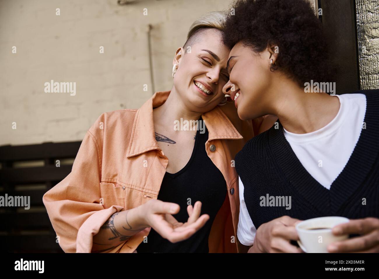 Diverse Beautiful Lesbians Holding Hands And Smiling Together In A 4906