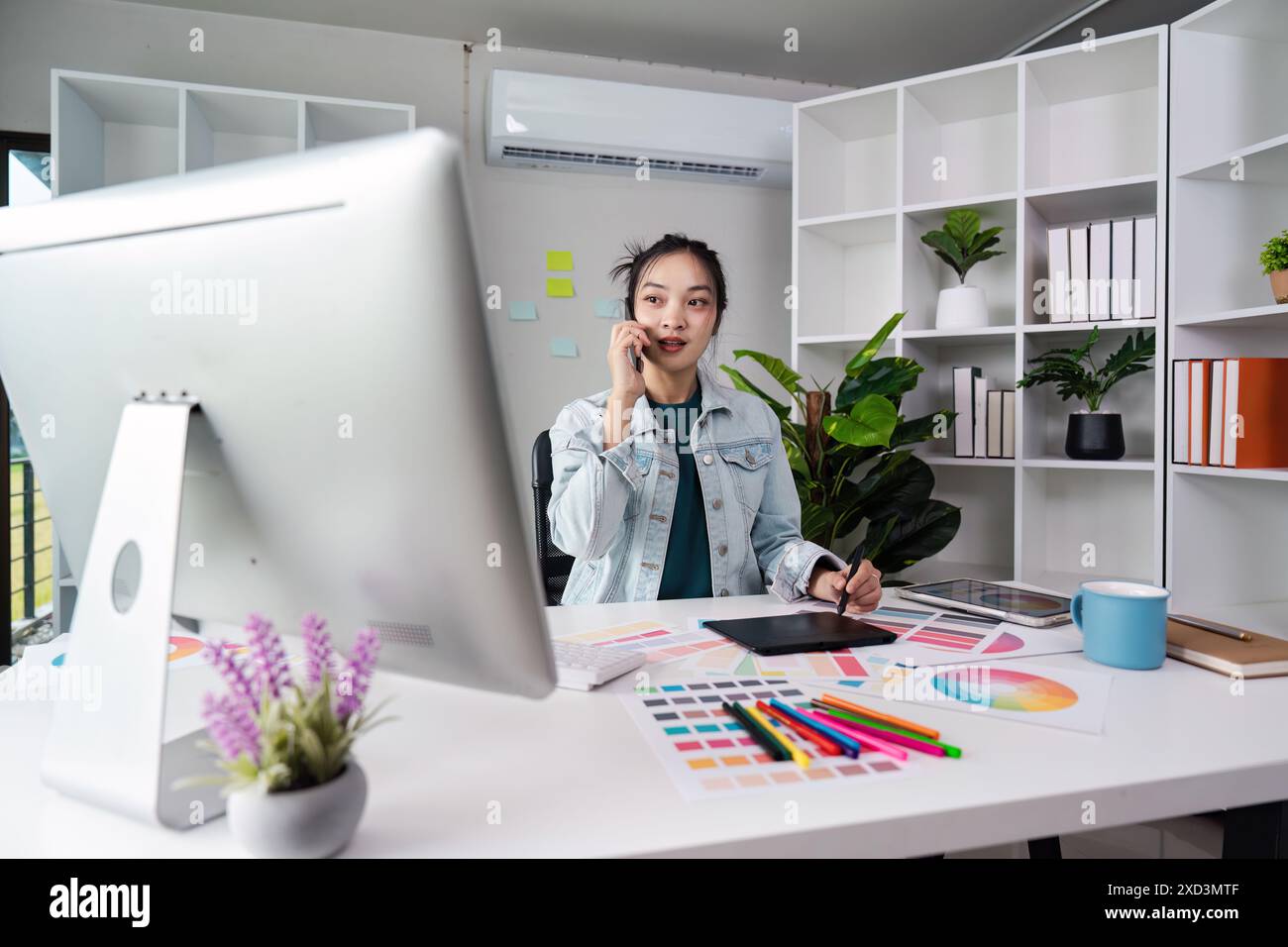 Creative Small Business Owner Working on Design Projects in Modern ...