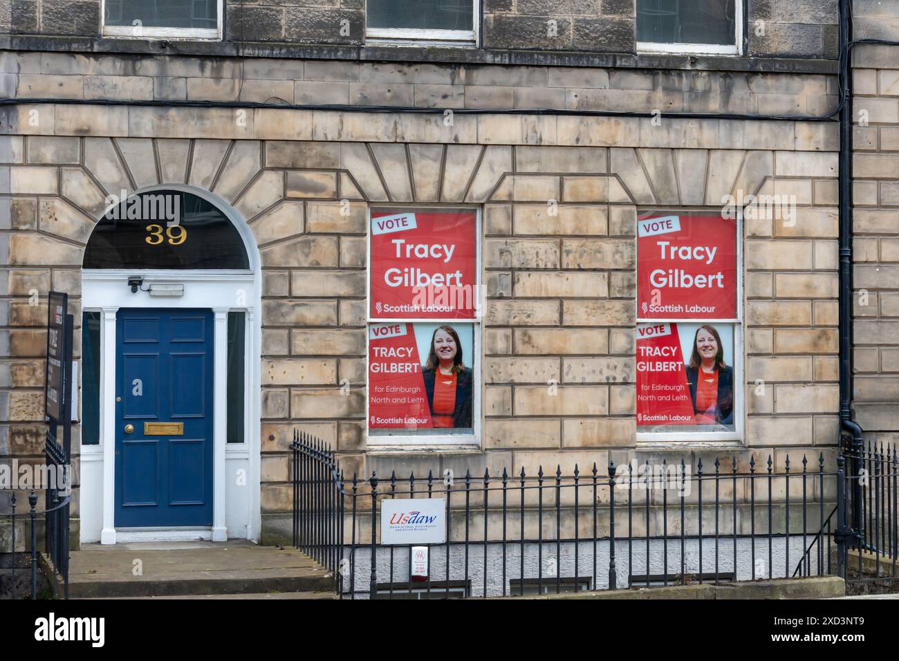 Edinburgh, Scotland, UK. Posters in windows for Tracy Gilbert ...