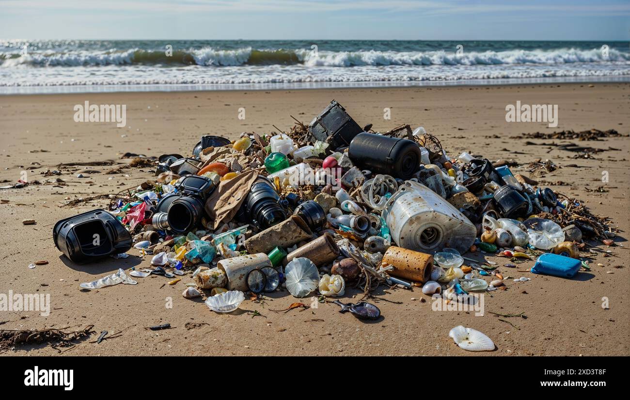 A lot of garbage washed up on the sea shore Stock Photo - Alamy