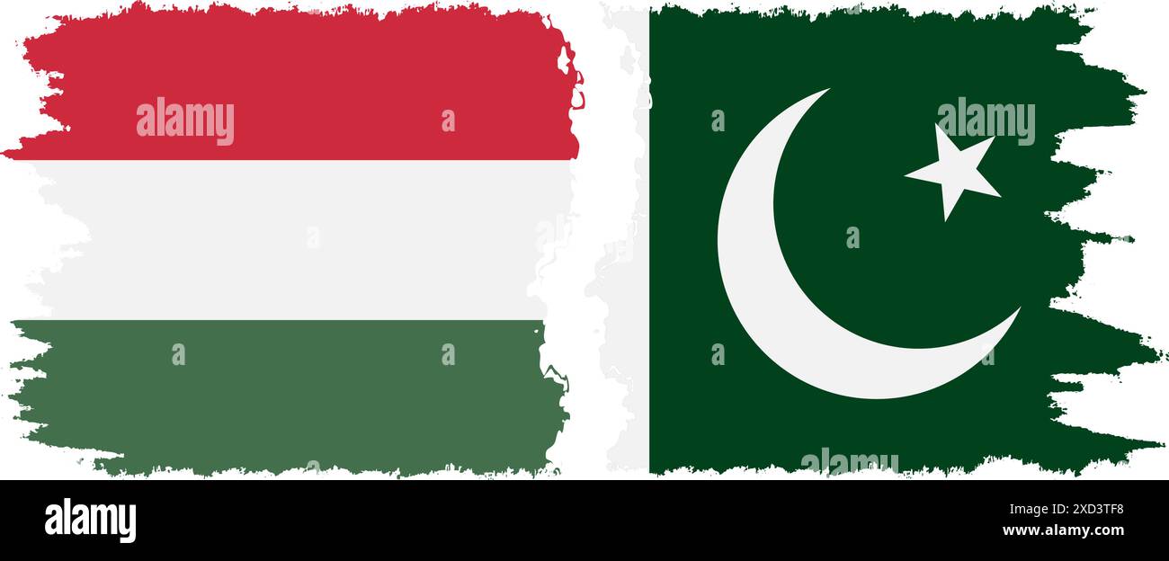 Pakistan and Hungary grunge flags connection, vector Stock Vector Image ...