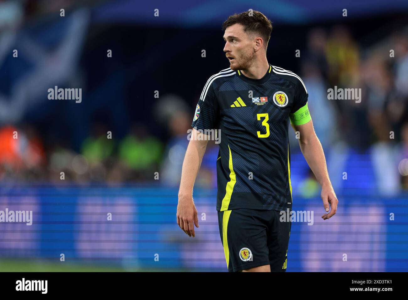 Cologne, Germany, 19th June 2024. Andrew Robertson of Scotland looks ...