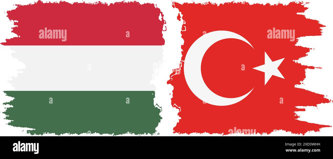 Turkey and Hungary grunge flags connection, vector Stock Vector Image ...