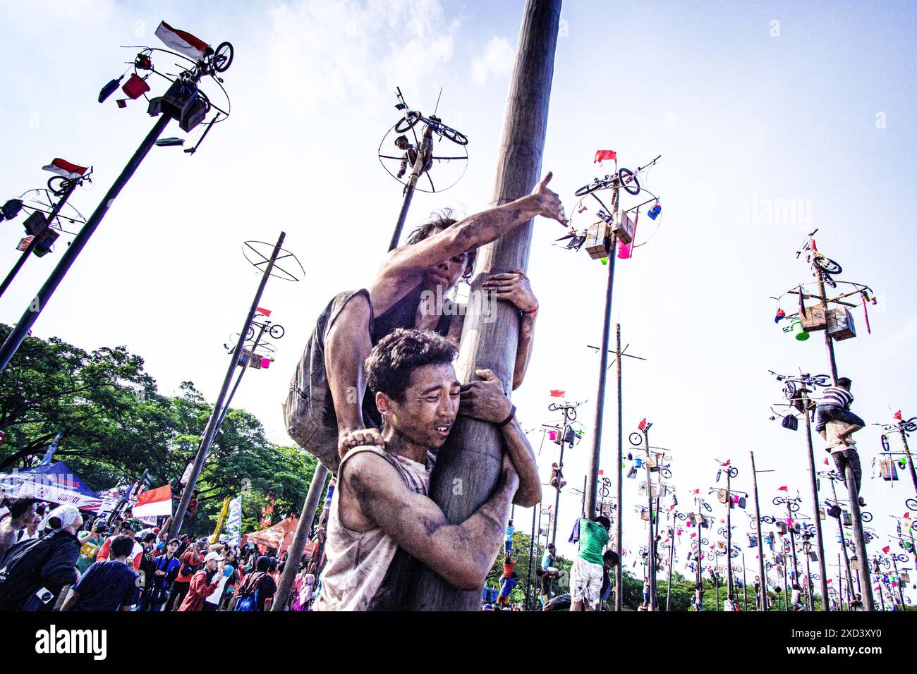 17 August 2009, Jakarta, Indonesia: Panjat Pinang or Greasy Pole ...