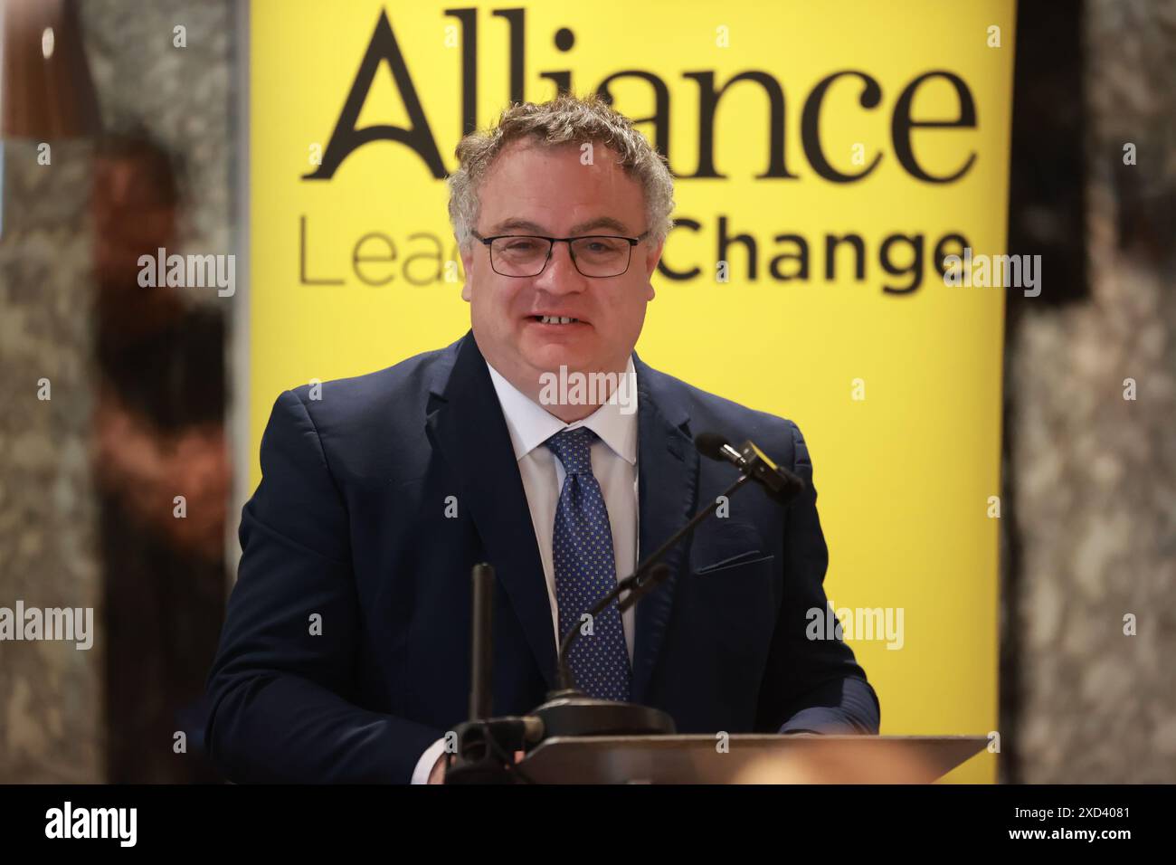 Alliance Parliamentary Candidate for North Down Stephen Farry speaking ...