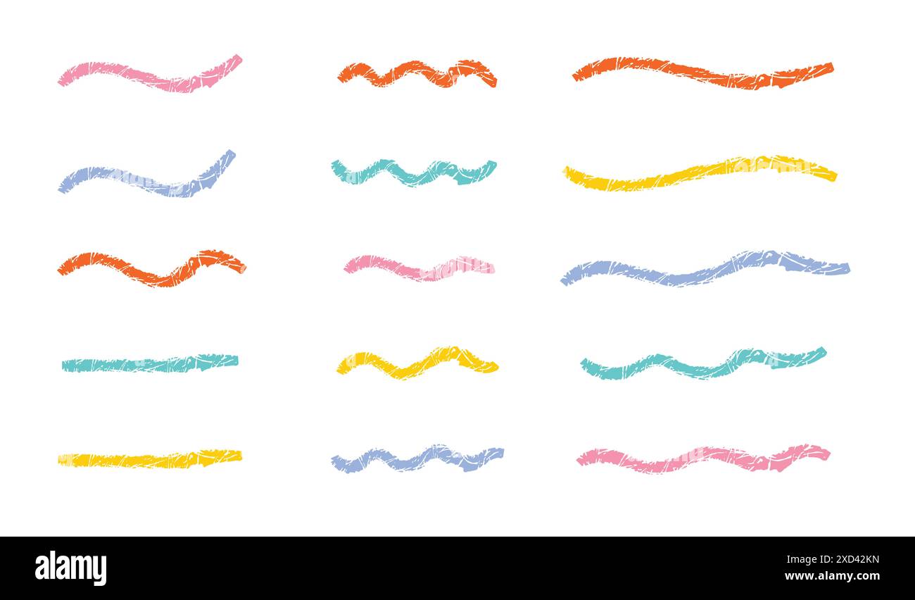 Dry brush mark, pencil squiggle and scribble. Hand drawn vector crayon ...
