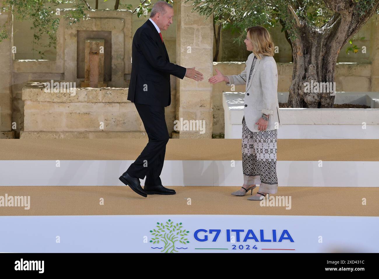 President Recep Tayyip Erdoğan of Turkey is welcomed by Prime Minister ...