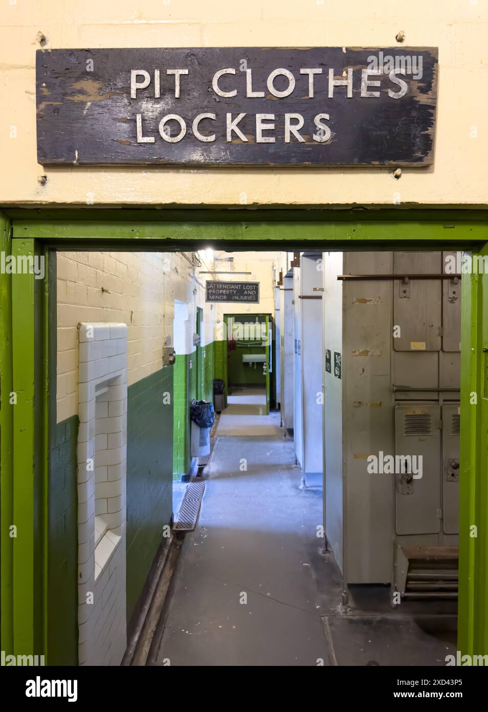 Miner's pit clothes lockers in the pithead shower block at Caphouse ...