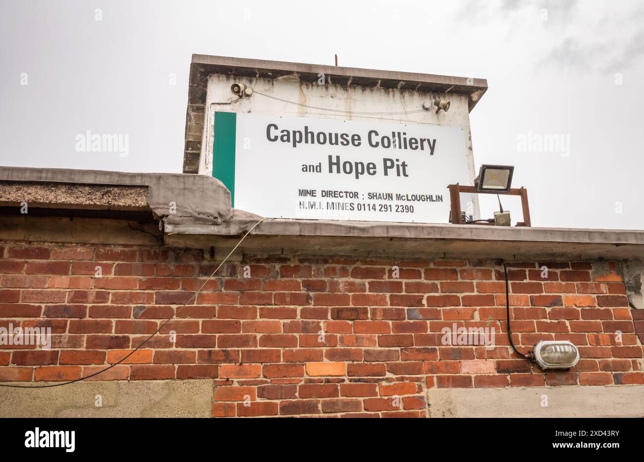 A sign on a building for Caphouse Colliery and Hope Pit, the home of ...