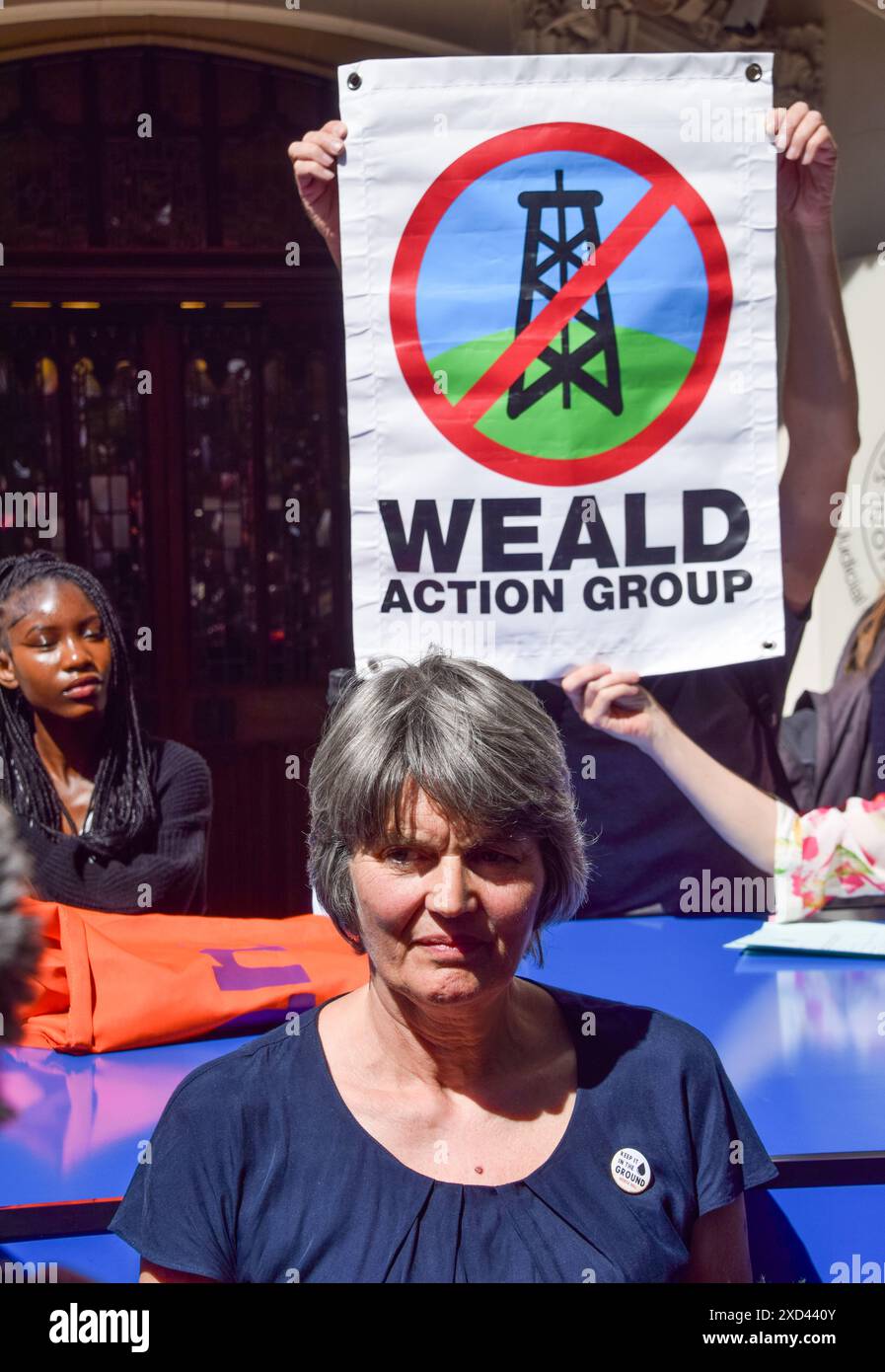 London, UK. 20th June 2024. Sarah Finch speaks to the media outside the ...