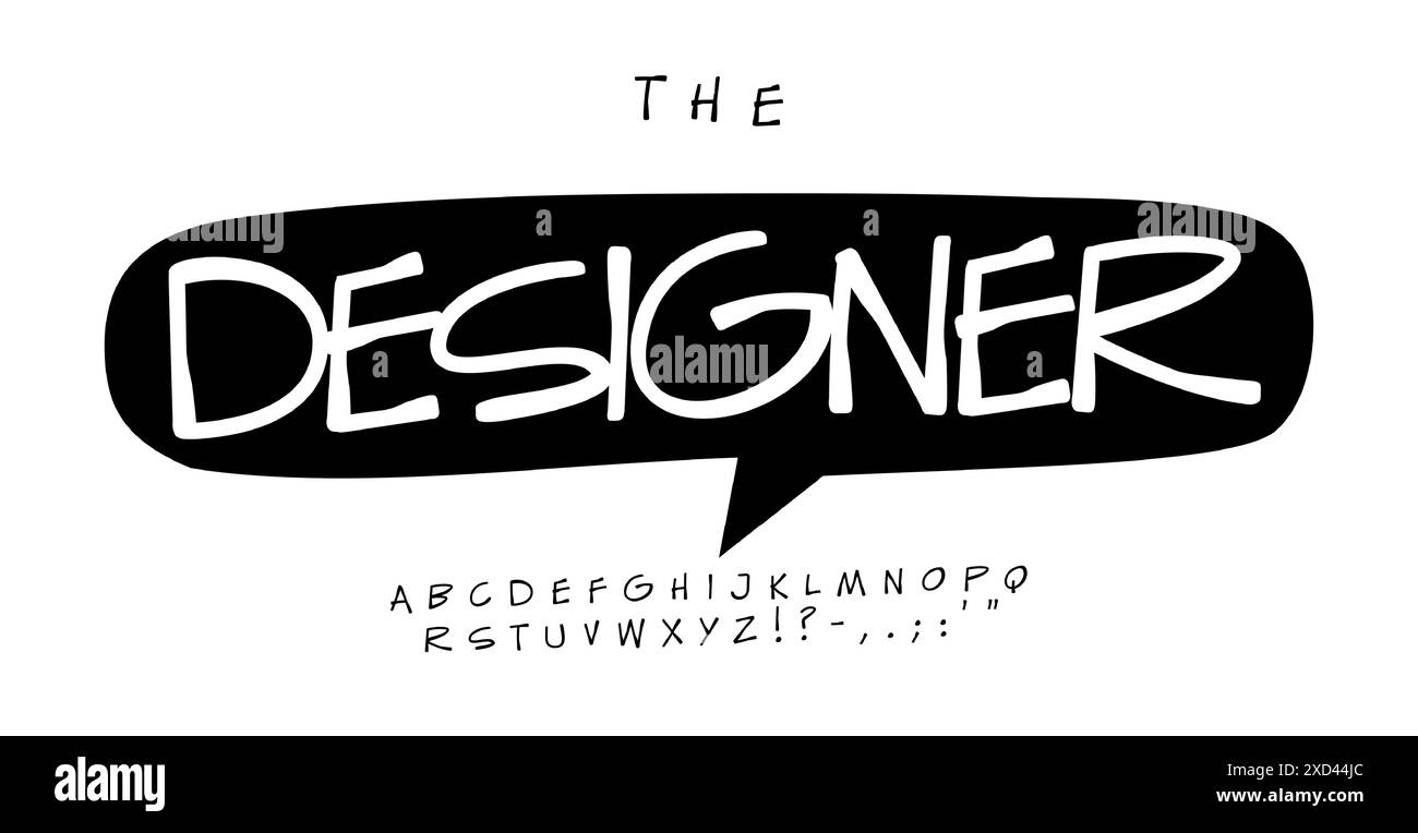 Hand-drawn playful font, cartoon bubble typography with uppercase ...