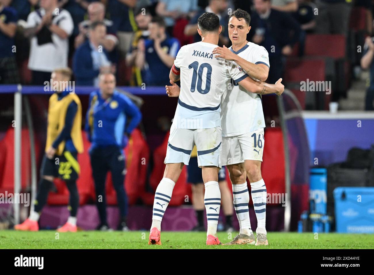 Granit Xhaka (10) of Switzerland and Vincent Sierro (16) of Switzerland ...