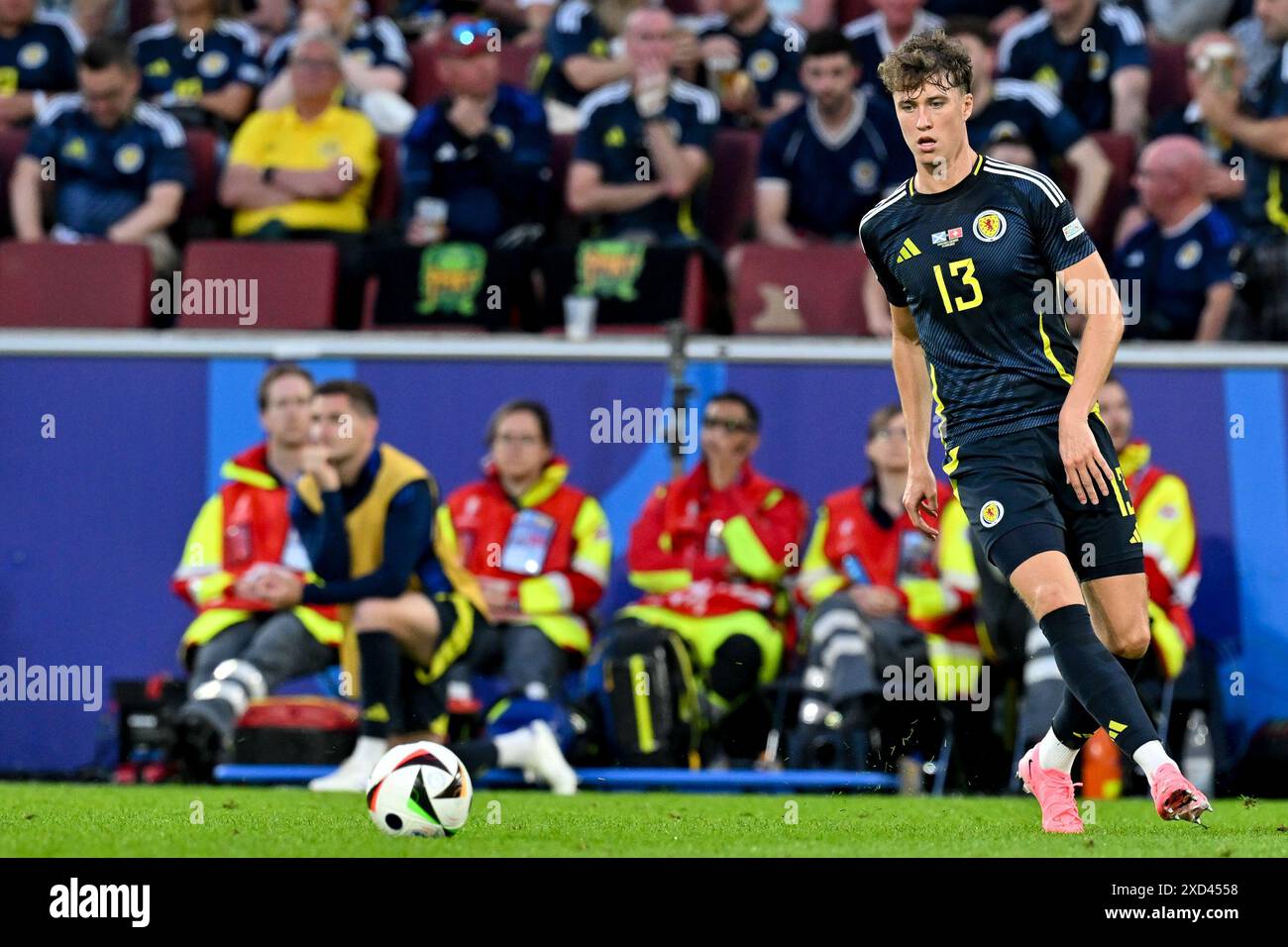 Jack Hendry (13) of Scotland pictured during a soccer game between the ...