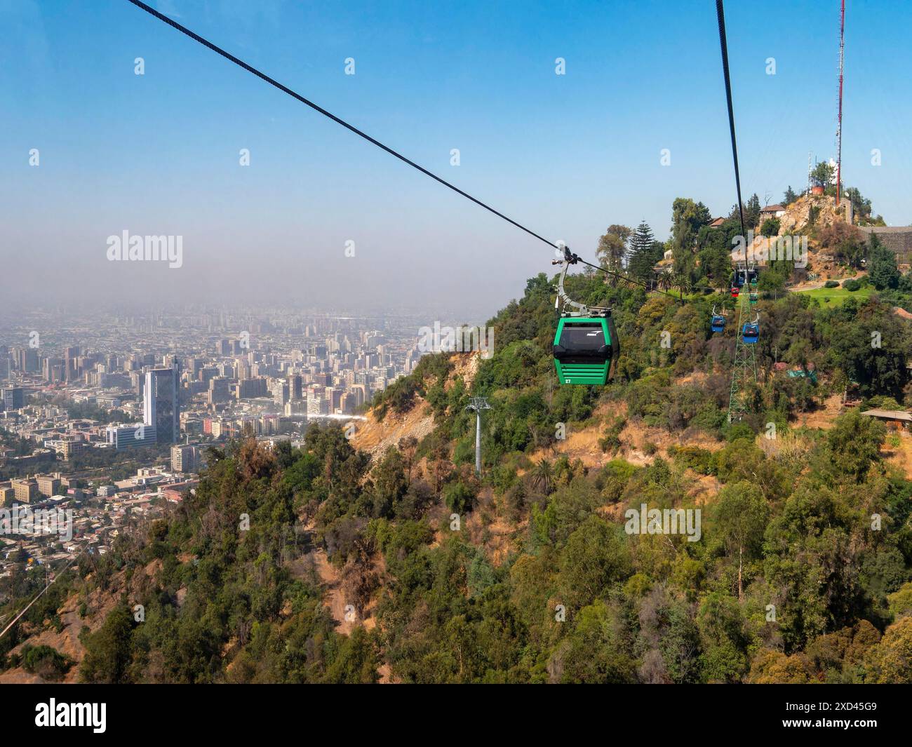 Cable car with a view of the city, Santiago de Chile Stock Photo - Alamy