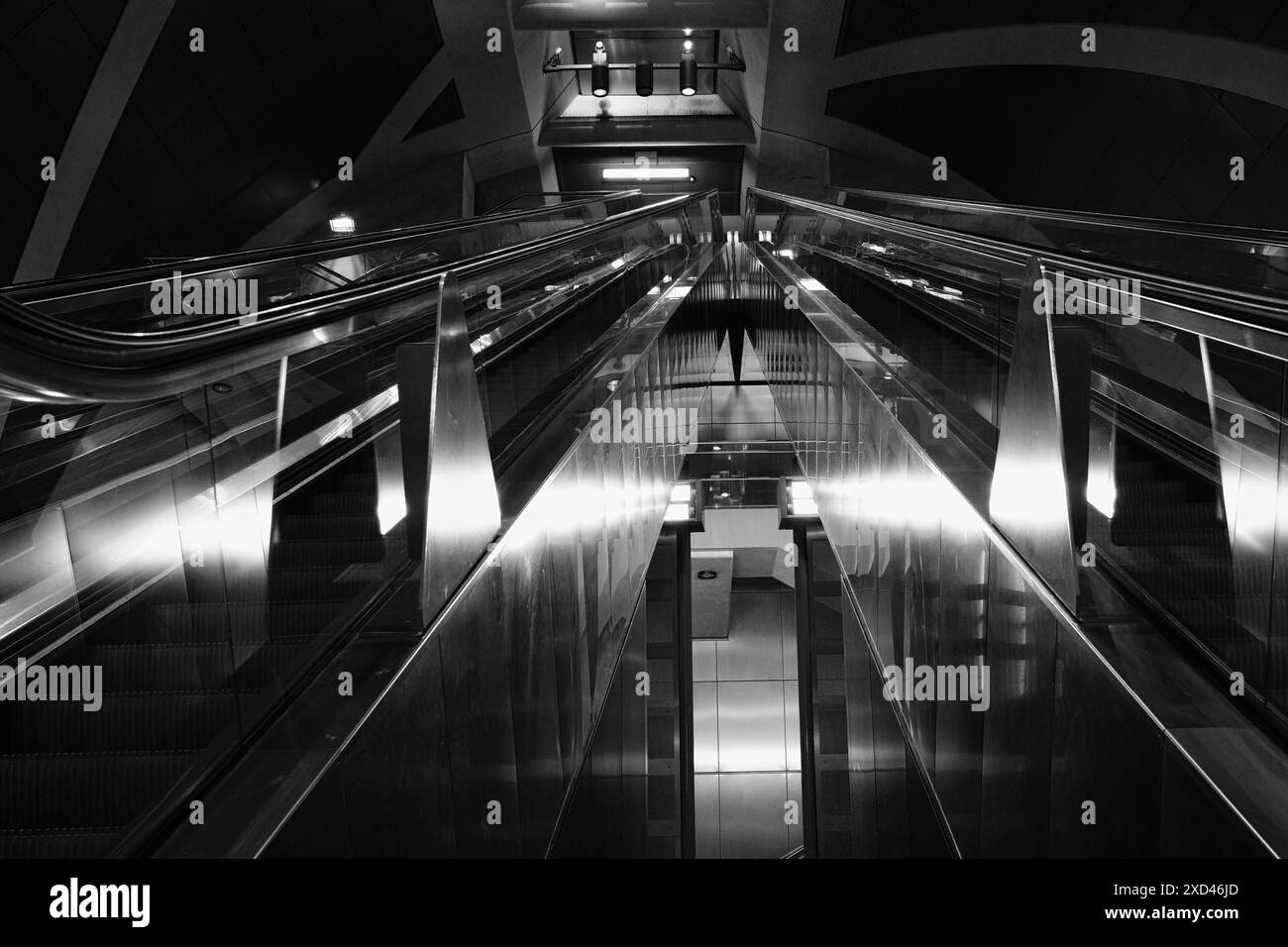 Futuristic underground station in Cologne, black and white, Cologne ...