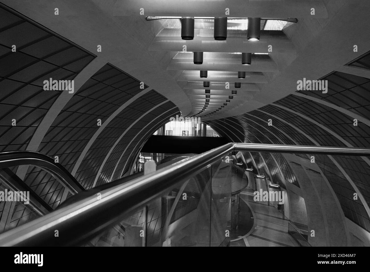 Futuristic underground station in Cologne, black and white, Cologne ...