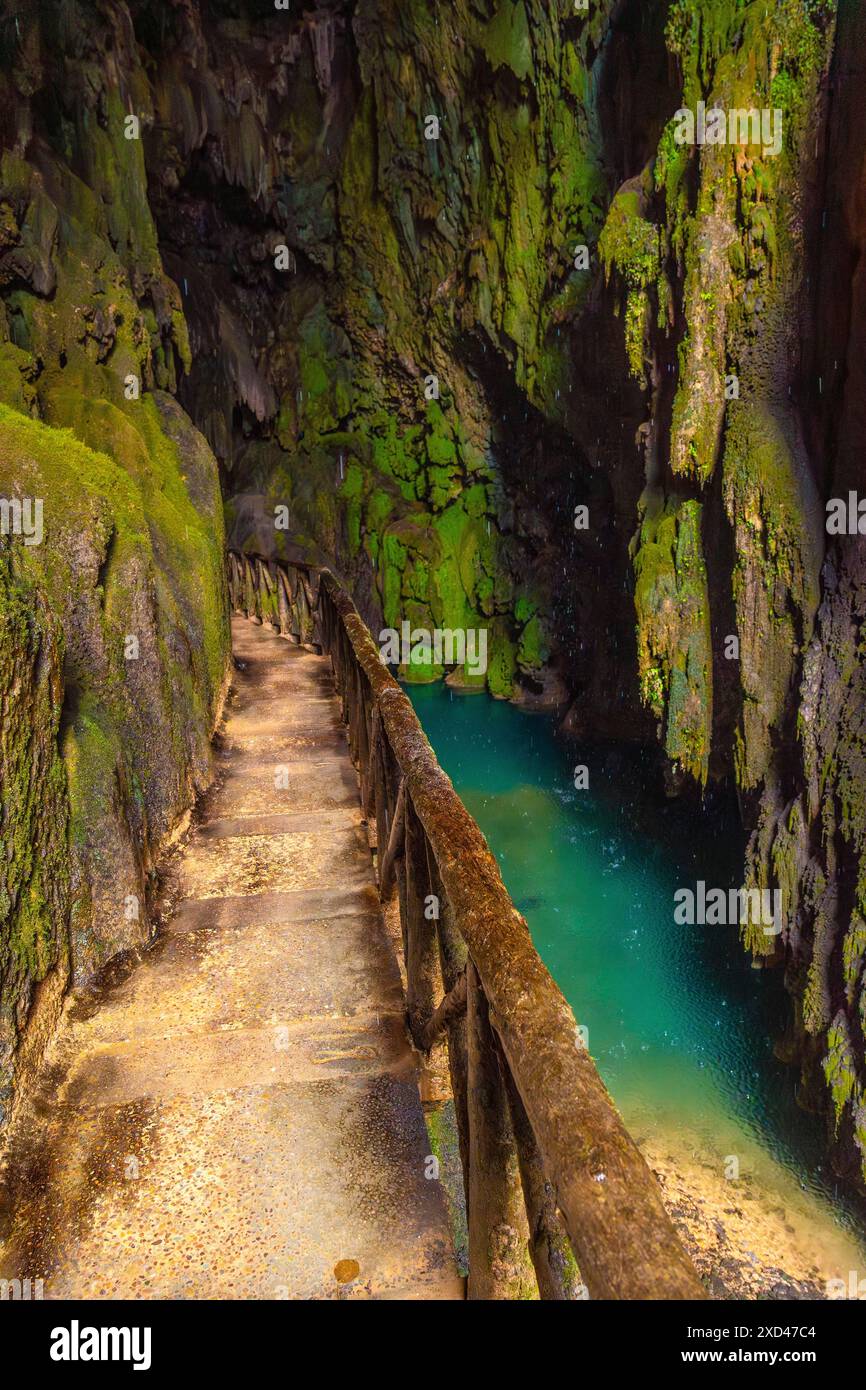 Interior of the Iris Grotto at the Cola de Caballo Waterfall in the ...