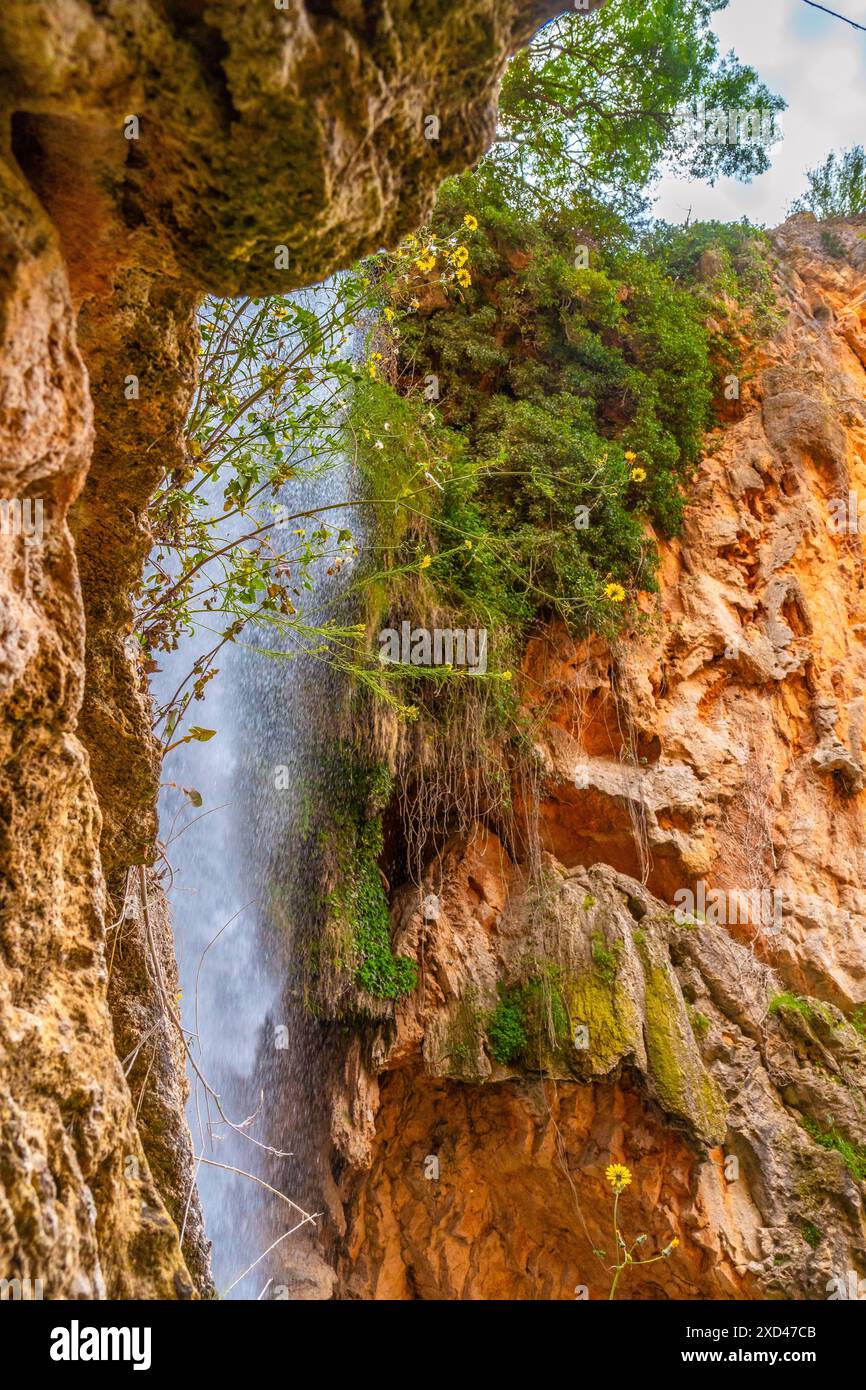 View of the interior of the Iris Grotto at the Cola de Caballo ...