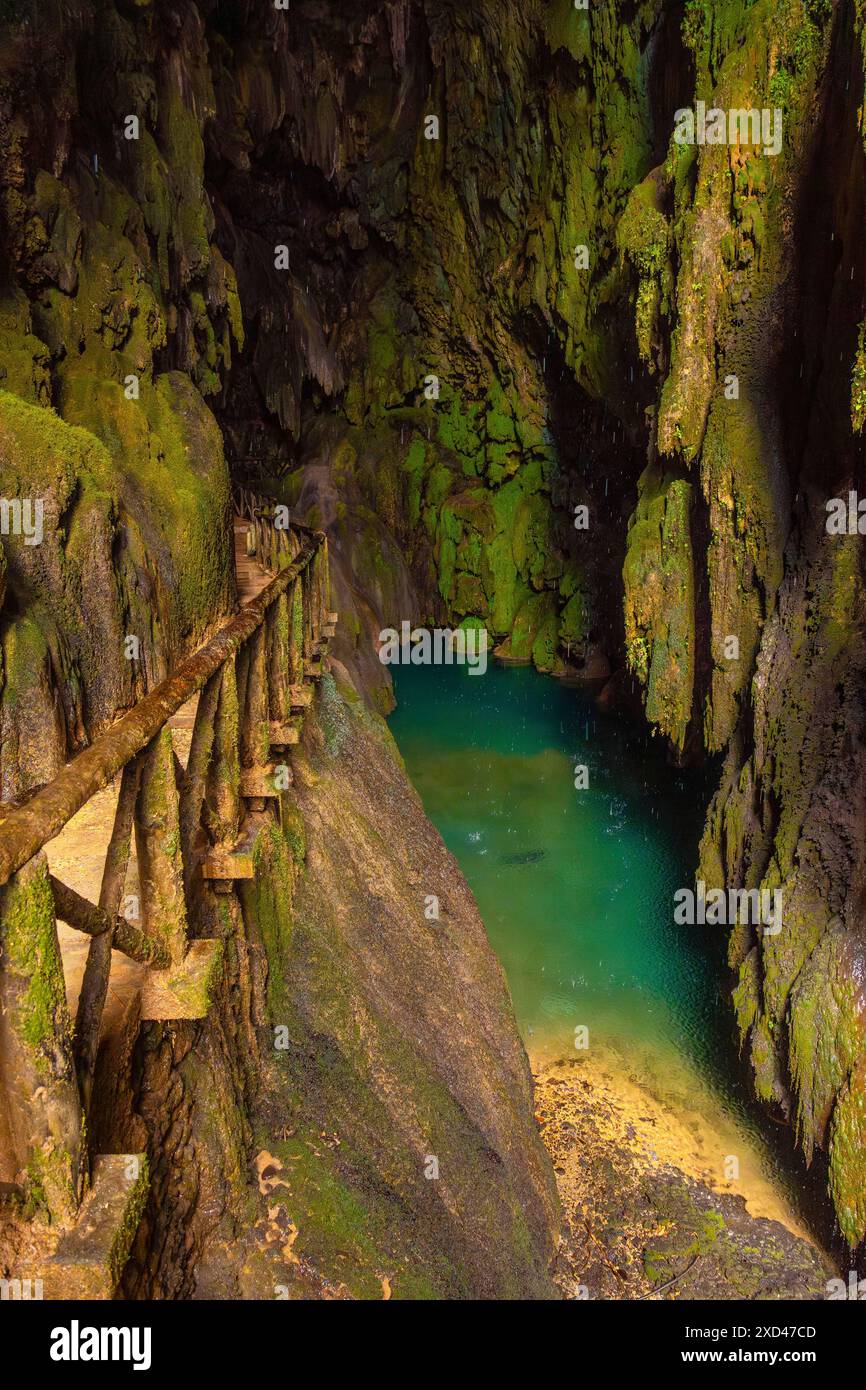Interior of the Iris Grotto at the Cola de Caballo Waterfall in the ...