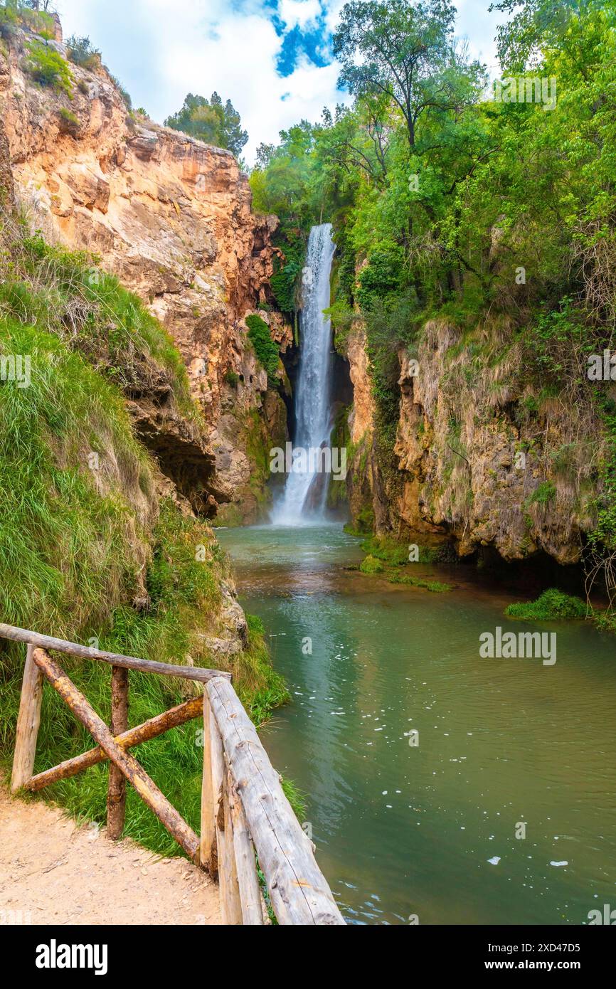 Beautiful Cola de Caballo waterfall in the Monasterio de Piedra Natural ...
