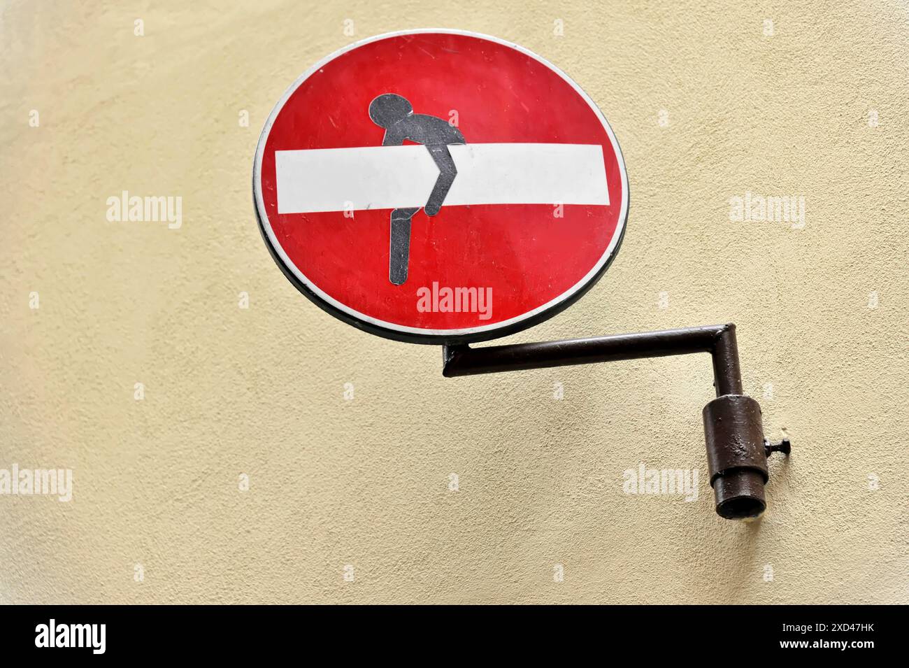 Florence, Tuscany, Italy, Europe, Modified traffic sign 'No entry' with ...