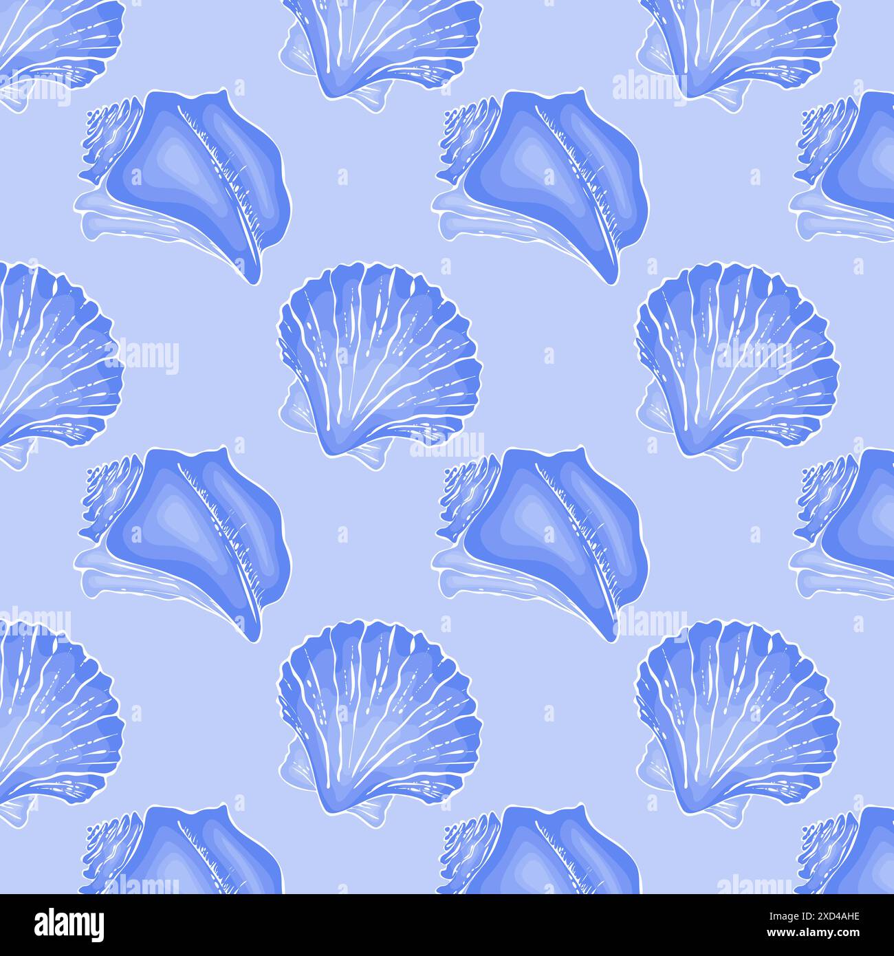 Marine pattern in blue. Ocean and sea design background with hand drawn ...