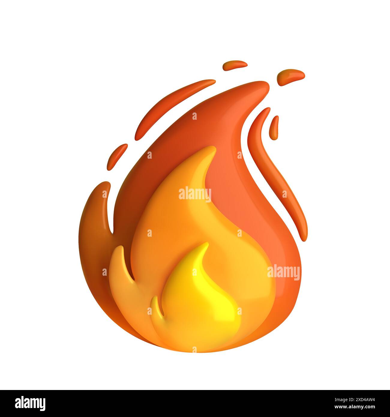 High-quality 3D fire flame icon, isolated on white background. Vibrant ...