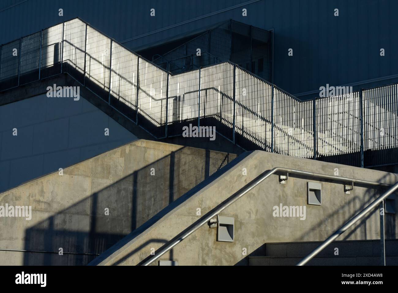 Detail of modern concrete and metal architecture in perspective with ...