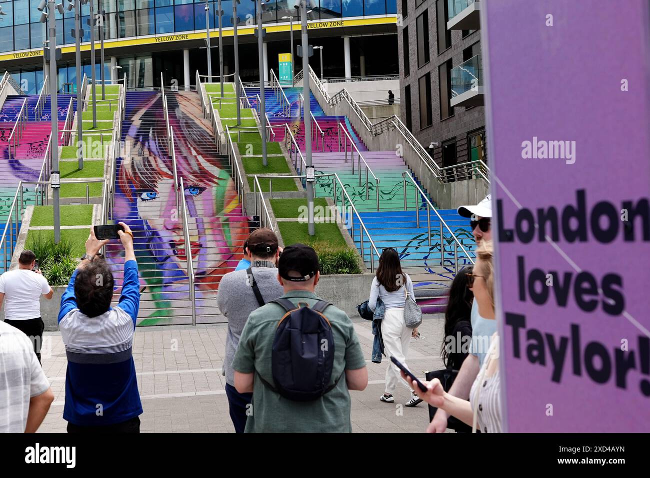 A mural of Taylor Swift on the Spanish Steps outside Wembley Stadium in ...