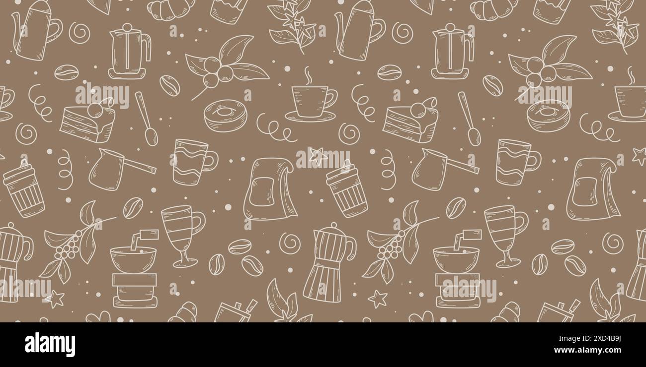 Coffee doodle sketch style seamless pattern Stock Vector Image & Art ...
