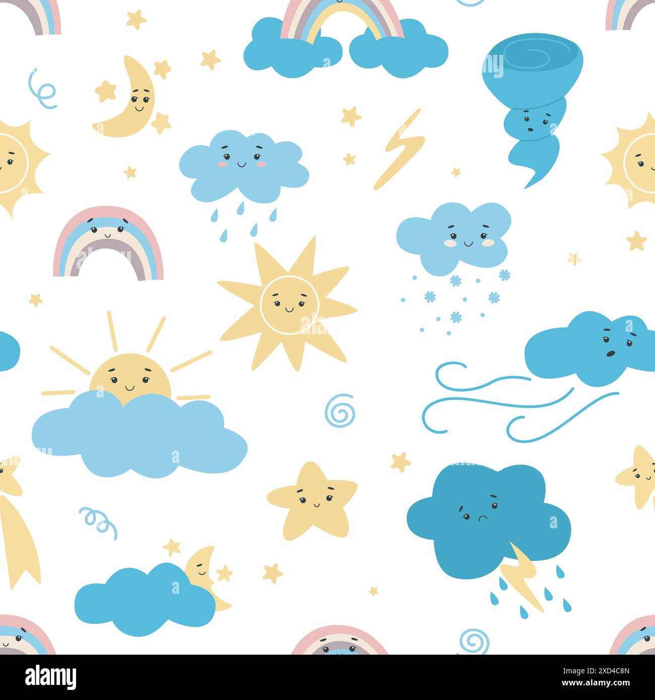 Seamless pattern with various weather conditions and phenomena Stock ...